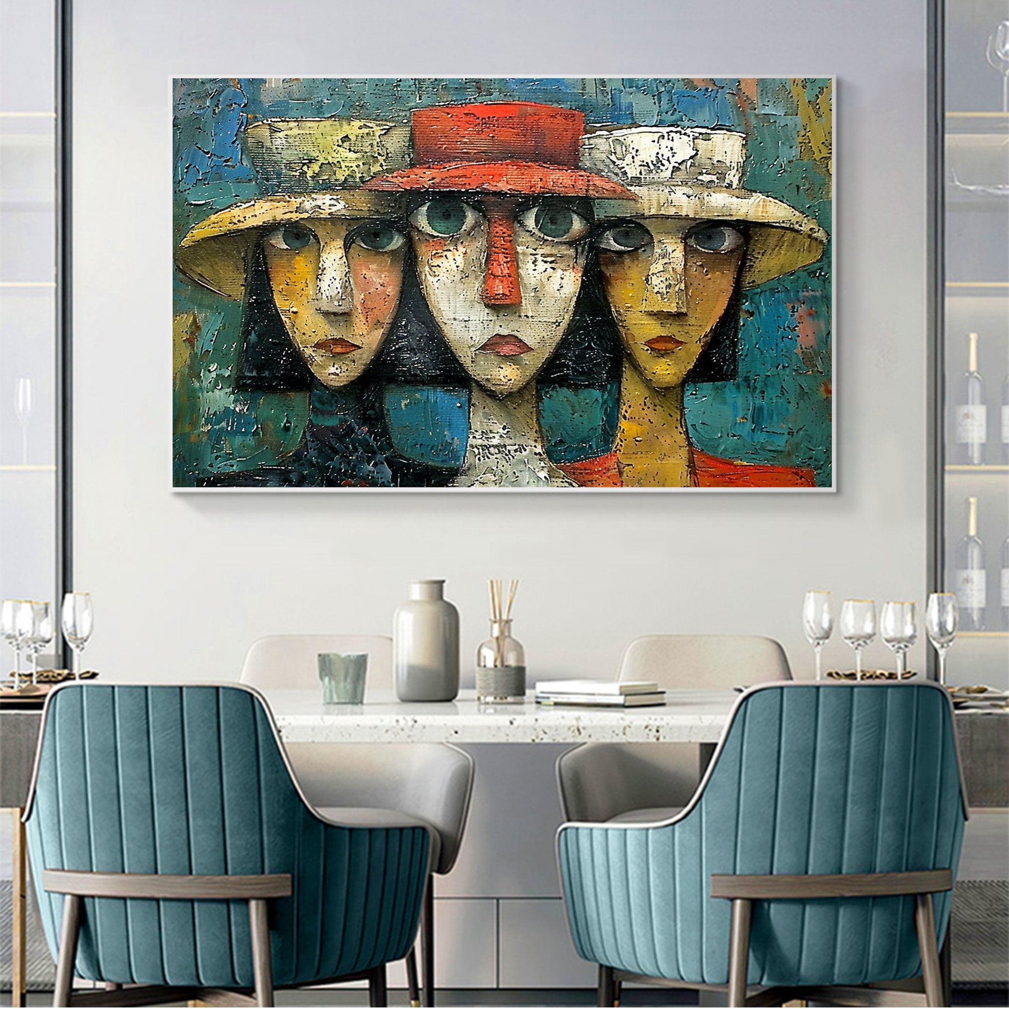 Original Cartoon Characters Portraits Oil Painting on Canvas, Modern ...