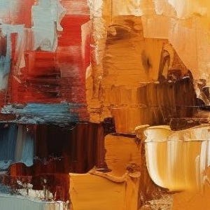 Extra Large Red Blue Block Texture Oil Painting on Canvas, Abstract ...