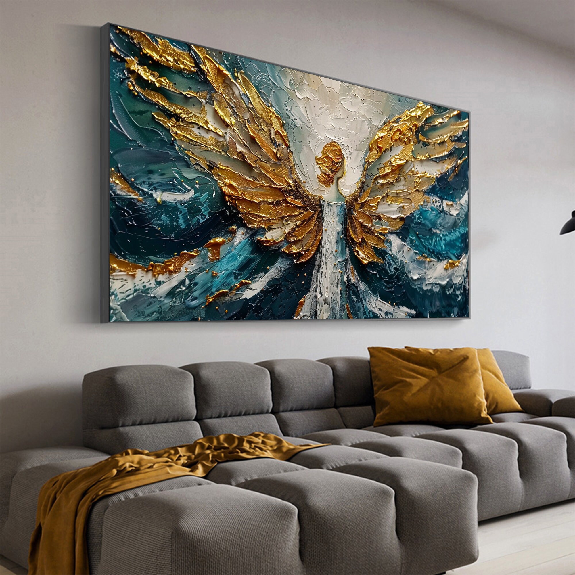 Custom Abstract Angel Painting on Canvas, Original Wings Painting ...