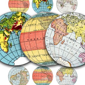 Vintage Map Circles, 2 Inch Size, Digital Download No. 14 - Etsy
