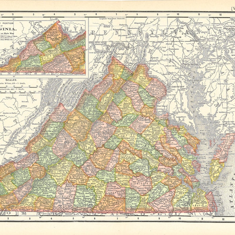 Map of Virginia - Etsy