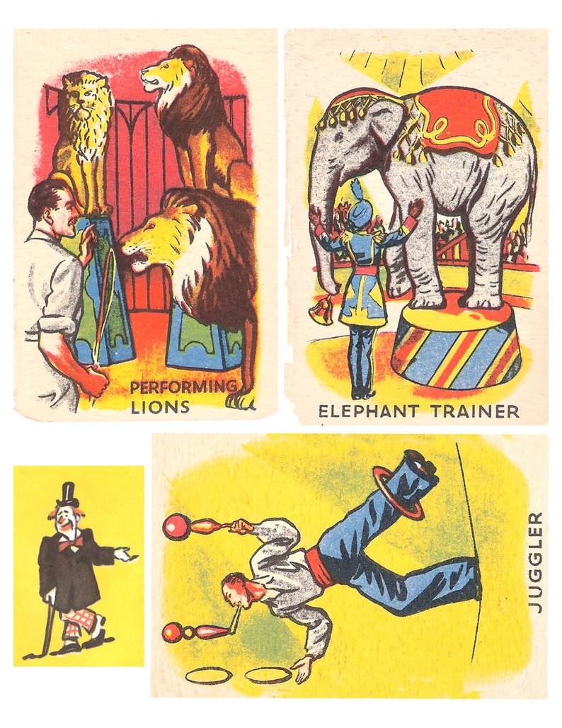 Vintage Circus Card Sampler, Printable Digital Download, for Arts and ...
