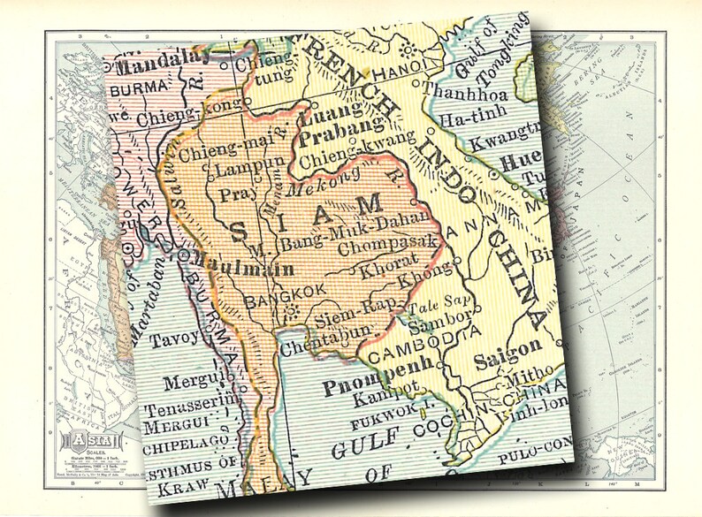 Printable Map of Asia, Home Decor, Digital Print, Arts and Crafts ...