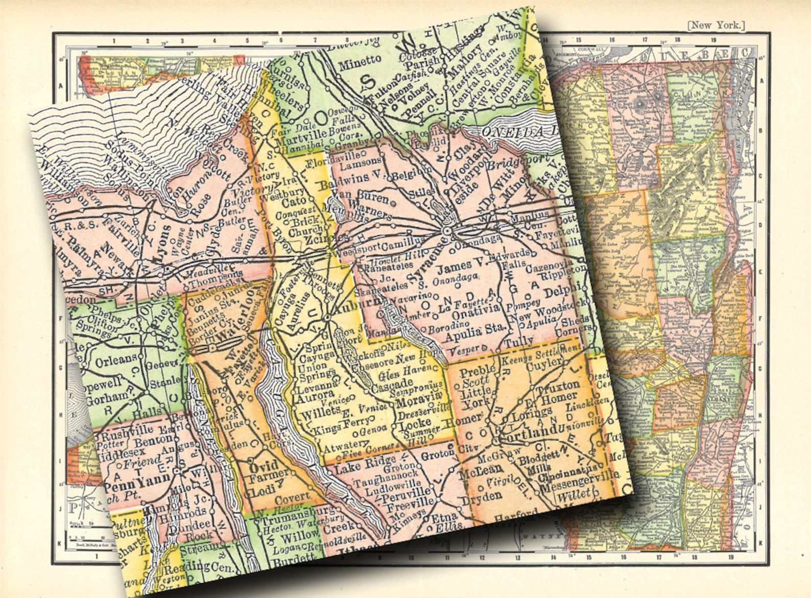 Printable Map of New York a Printable Digital Download | Etsy Canada