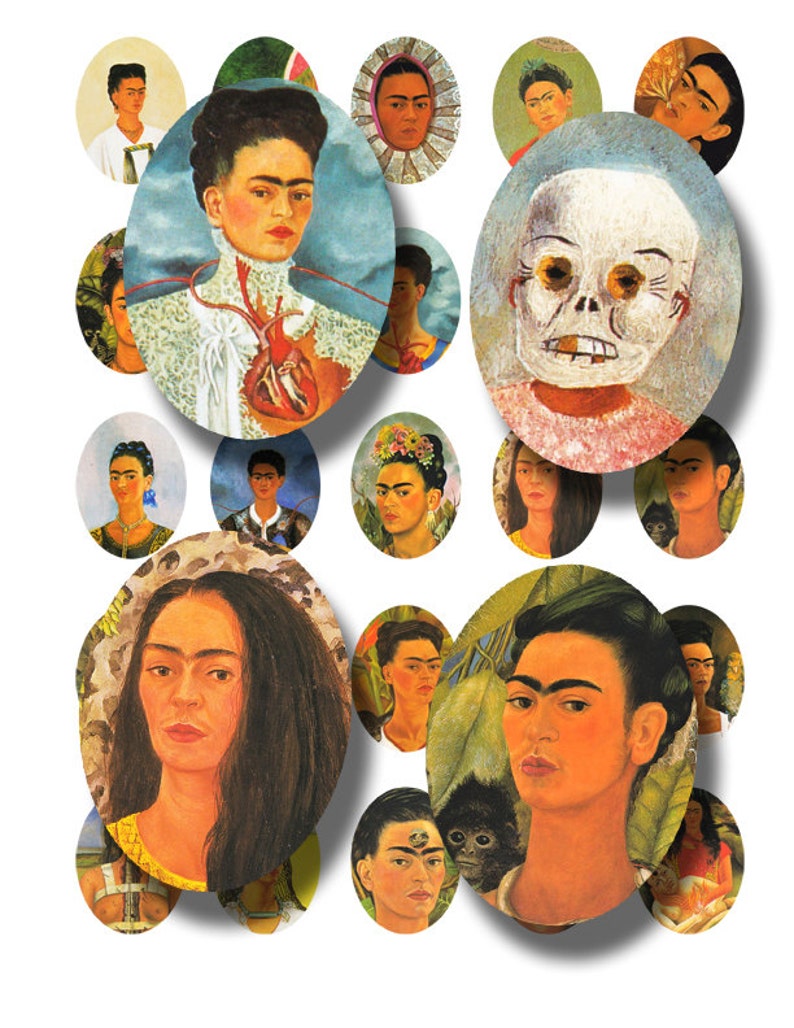 Frida Kahlo Collage Sheet in 30 X 40 Mm Ovals Printable | Etsy