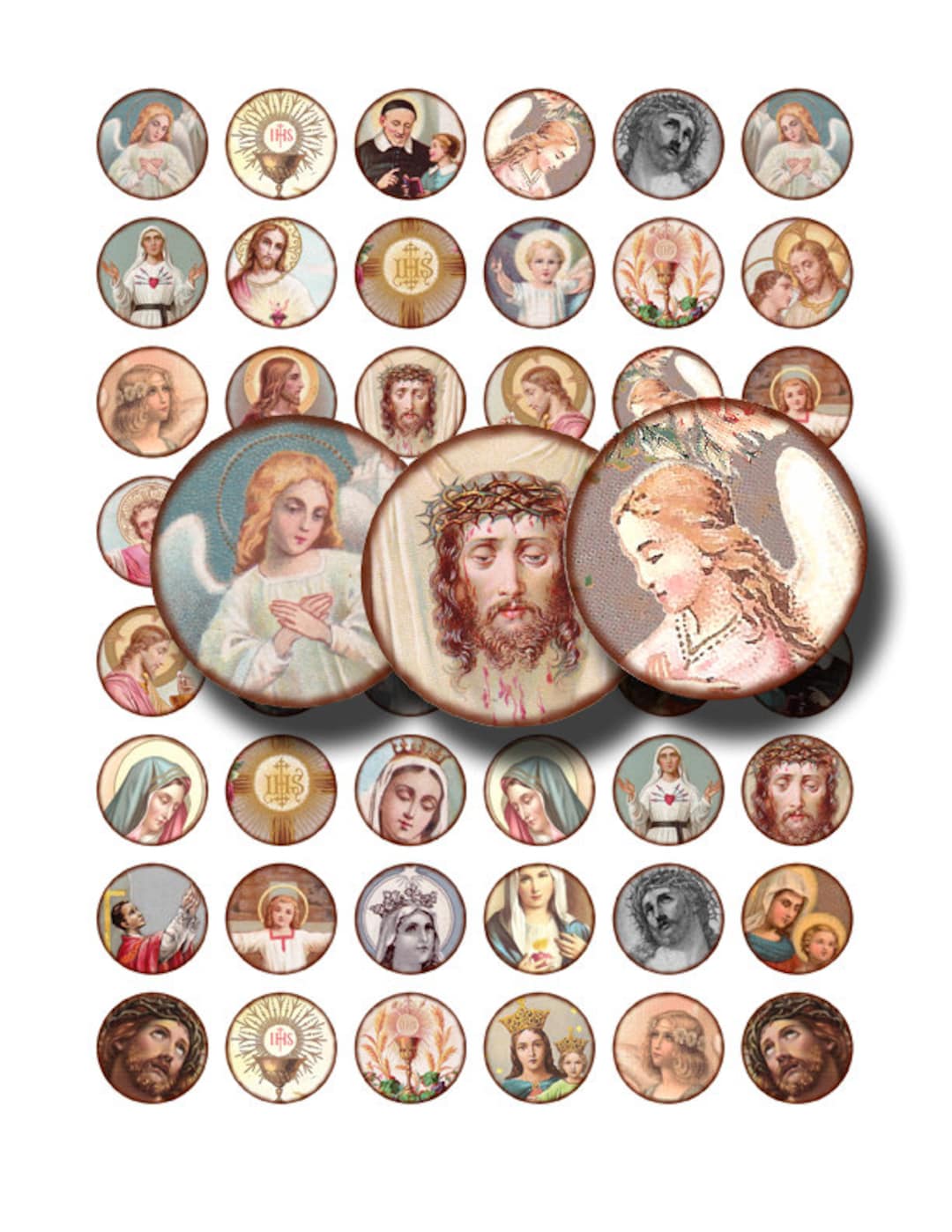 Christian Collage Sheet, Holy Images in 1 Inch Circles, Jesus, the ...