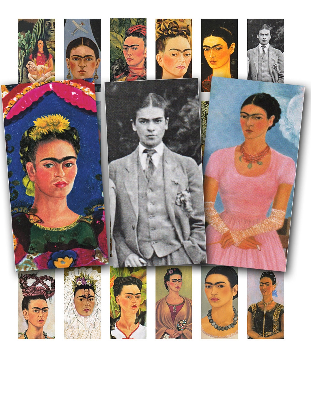 Frida Kahlo Printable Collage Sheet, Domino Tile Art Size, 1x2 Inches ...