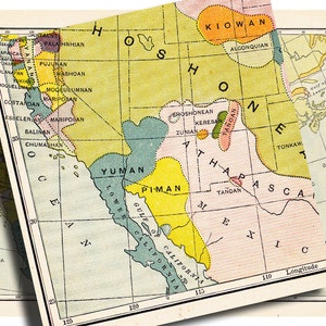 Vintage Map of America, 'linguistic Stocks of American Indians', a ...