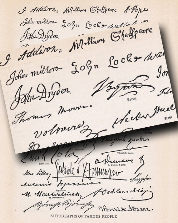 Items similar to old autographs page from an encyclopedia with famous ...