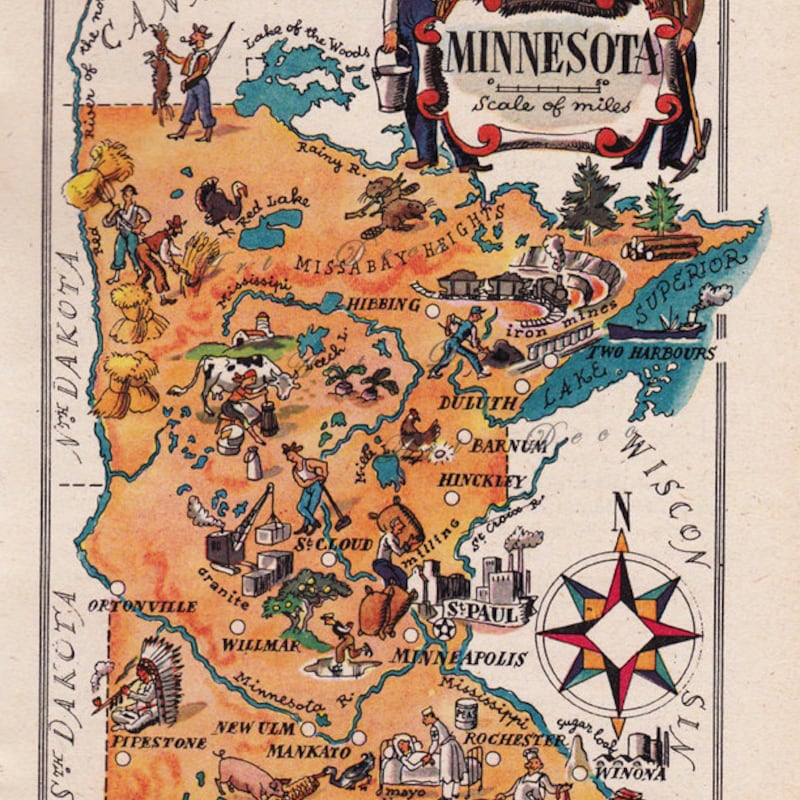 Old Minnesota Map - Etsy