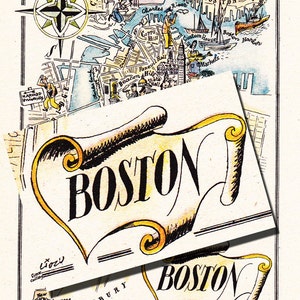 Map of Boston, a Printable Digital Collage Sheet, No. 1701 - Etsy