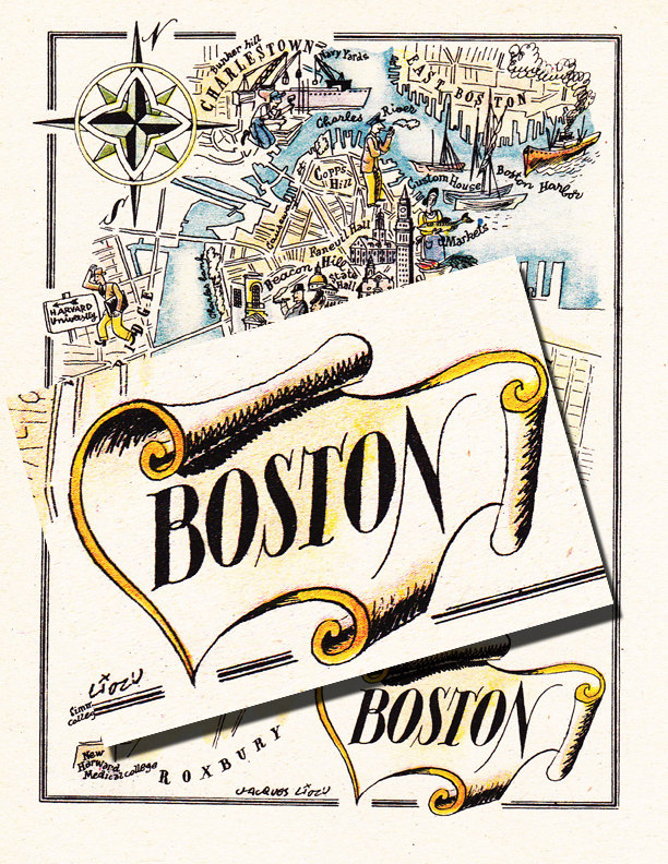 Map of Boston, a Printable Digital Collage Sheet, No. 1701 - Etsy