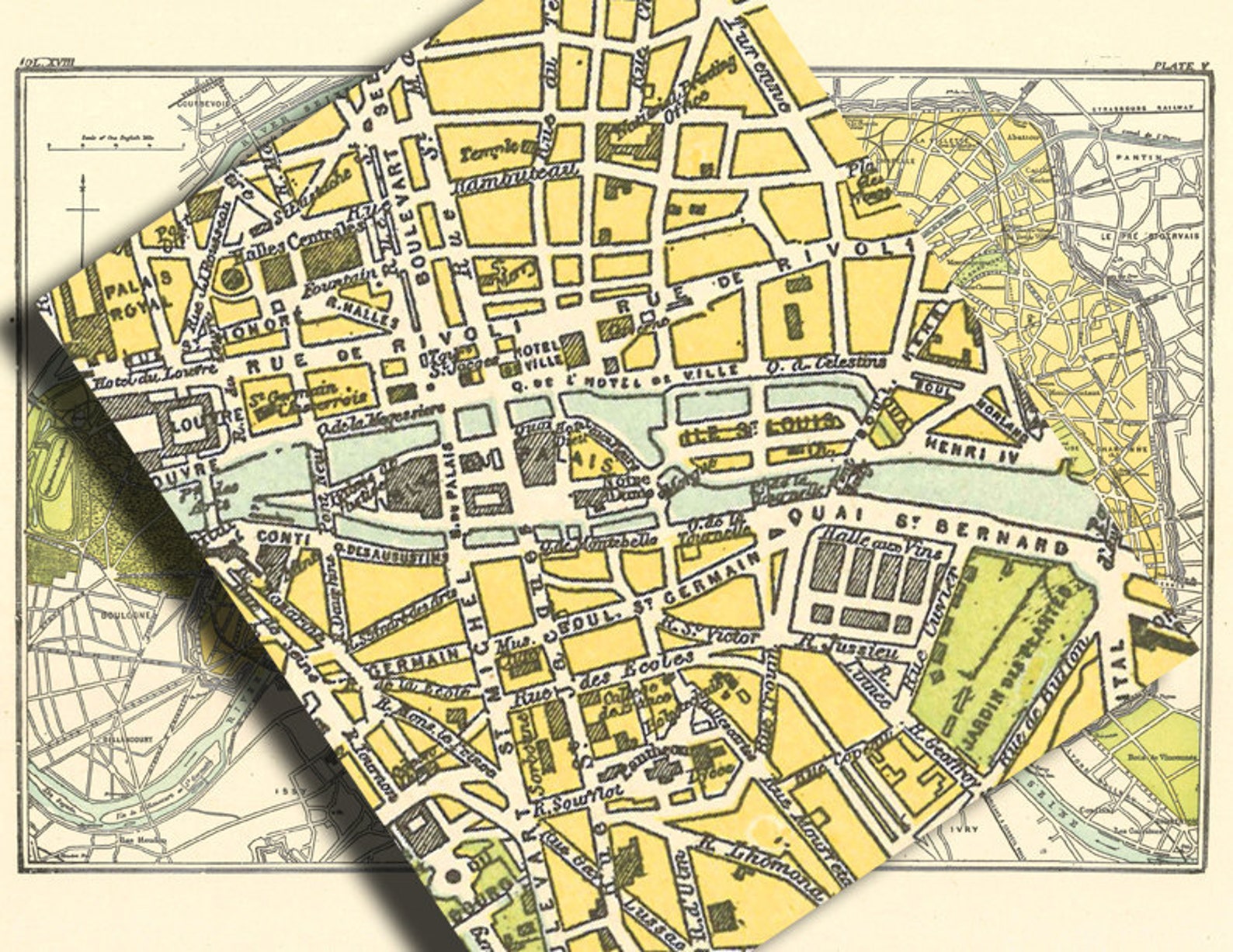 Printable Map of Paris for Arts and Crafts Home Decor | Etsy