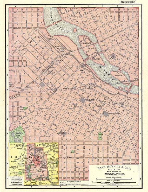 Map of Minneapolis Minnesota a Printable Map for Home Decor - Etsy Canada