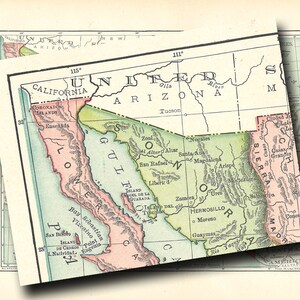 Printable Map of Mexico From the 1900's, Vacation Home Decor, Arts and ...