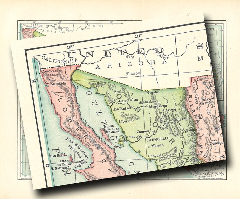 Printable Map of Mexico From the 1900's Vacation Home | Etsy