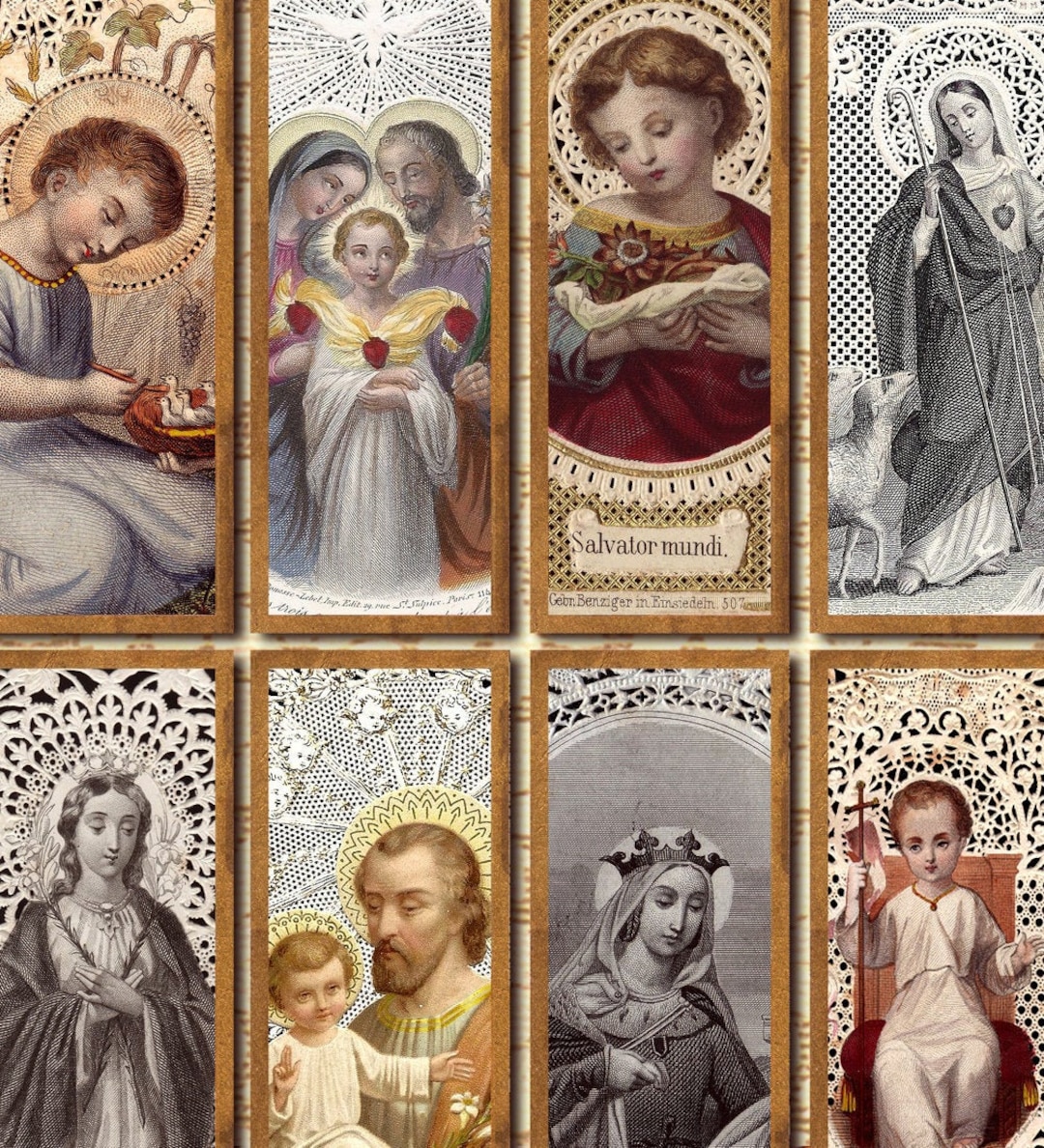 Christian Art Collage Sheet, From Antique French Holy Cards, Jesus ...