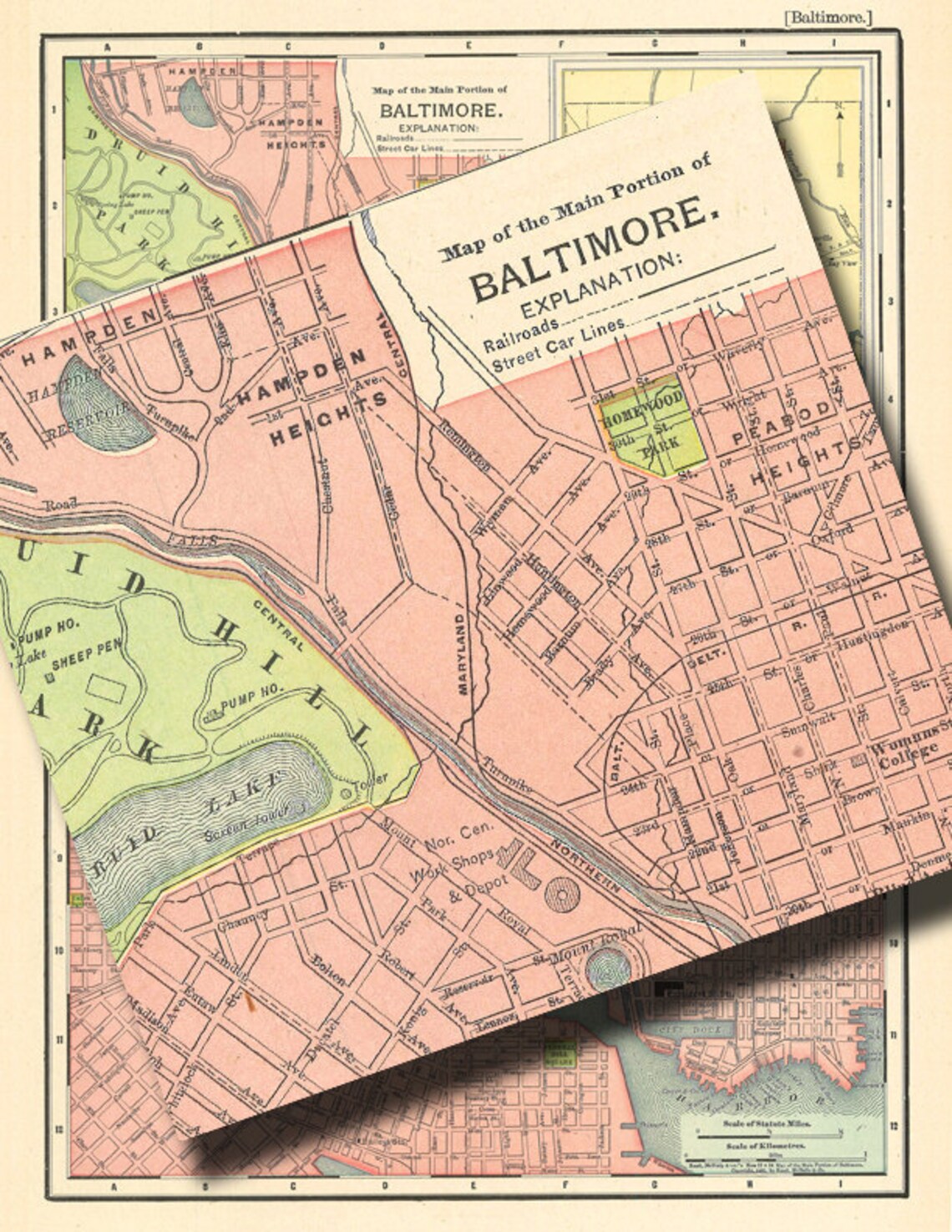 Printable Map of Baltimore Maryland From 1895 Unique Home | Etsy
