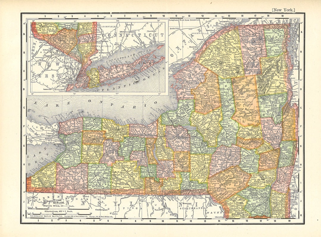 Printable Map of New York , a Printable Digital Download, Collage Sheet ...