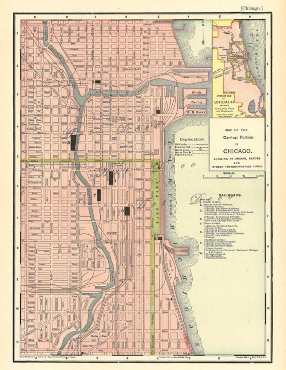 Printable map of Chicago housewarming gift home decor arts | Etsy