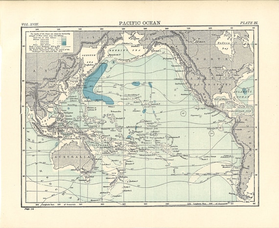 Printable Map of the Pacific Ocean From 1904 a 600 Dpi Image - Etsy