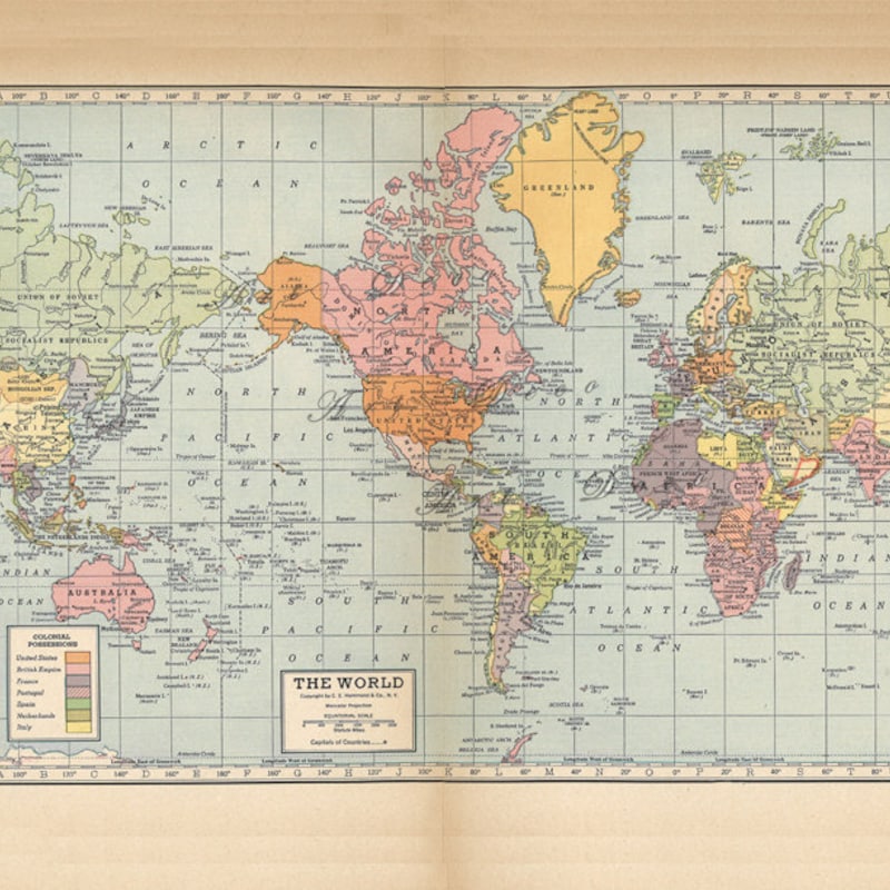 Printable World Map - Etsy