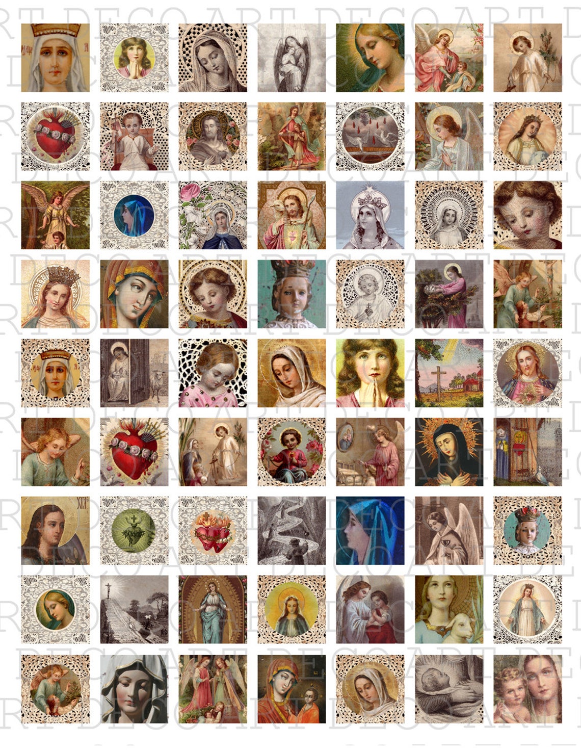 1 in French holy card collage sheet Catholic saints Holy | Etsy