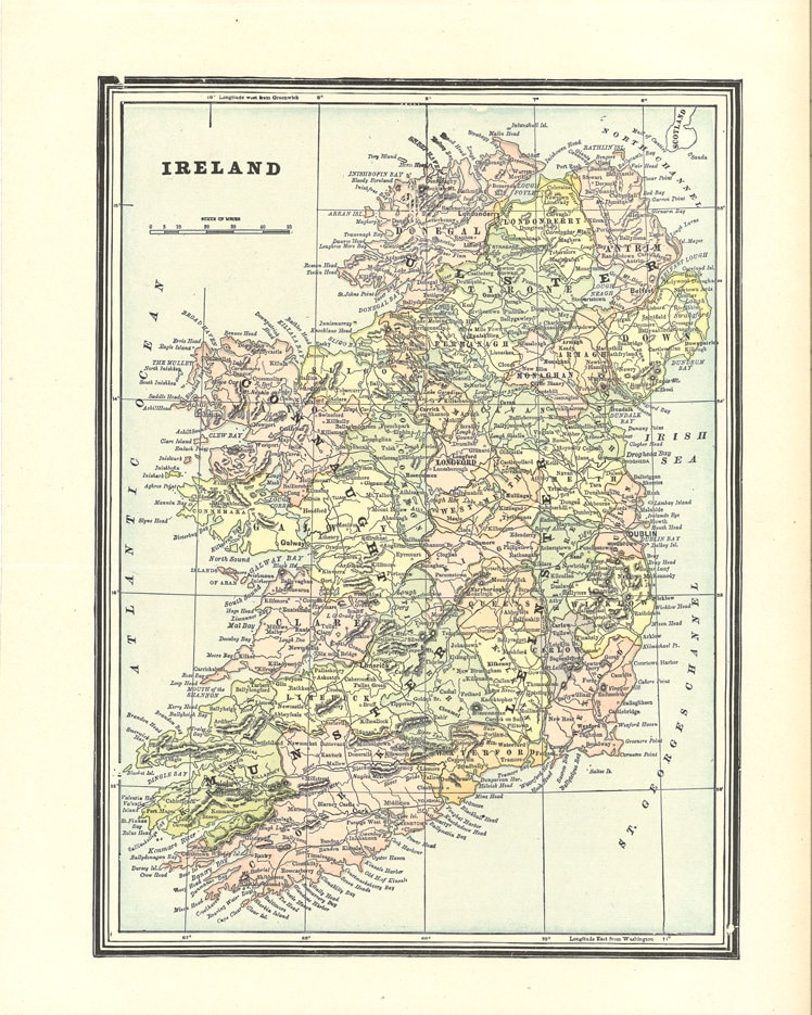 Printable Map of Ireland for Home Decor Arts and Crafts | Etsy