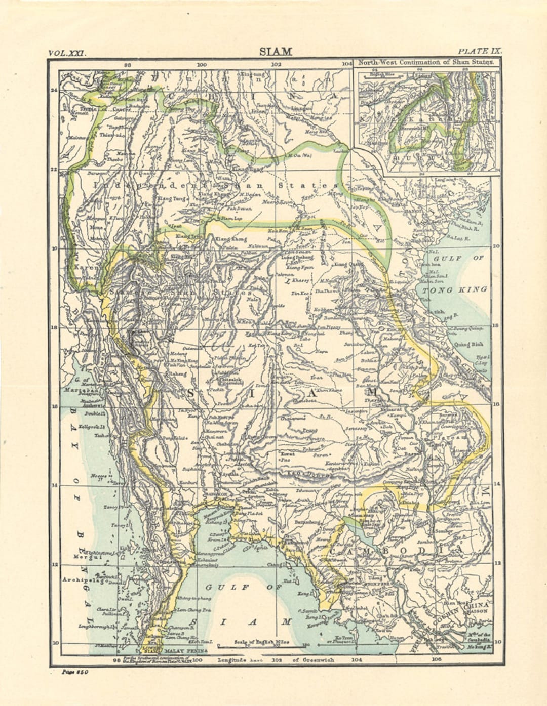Old Map of Thailand, (siam), Printable Map, Digital Download No. 339 - Etsy