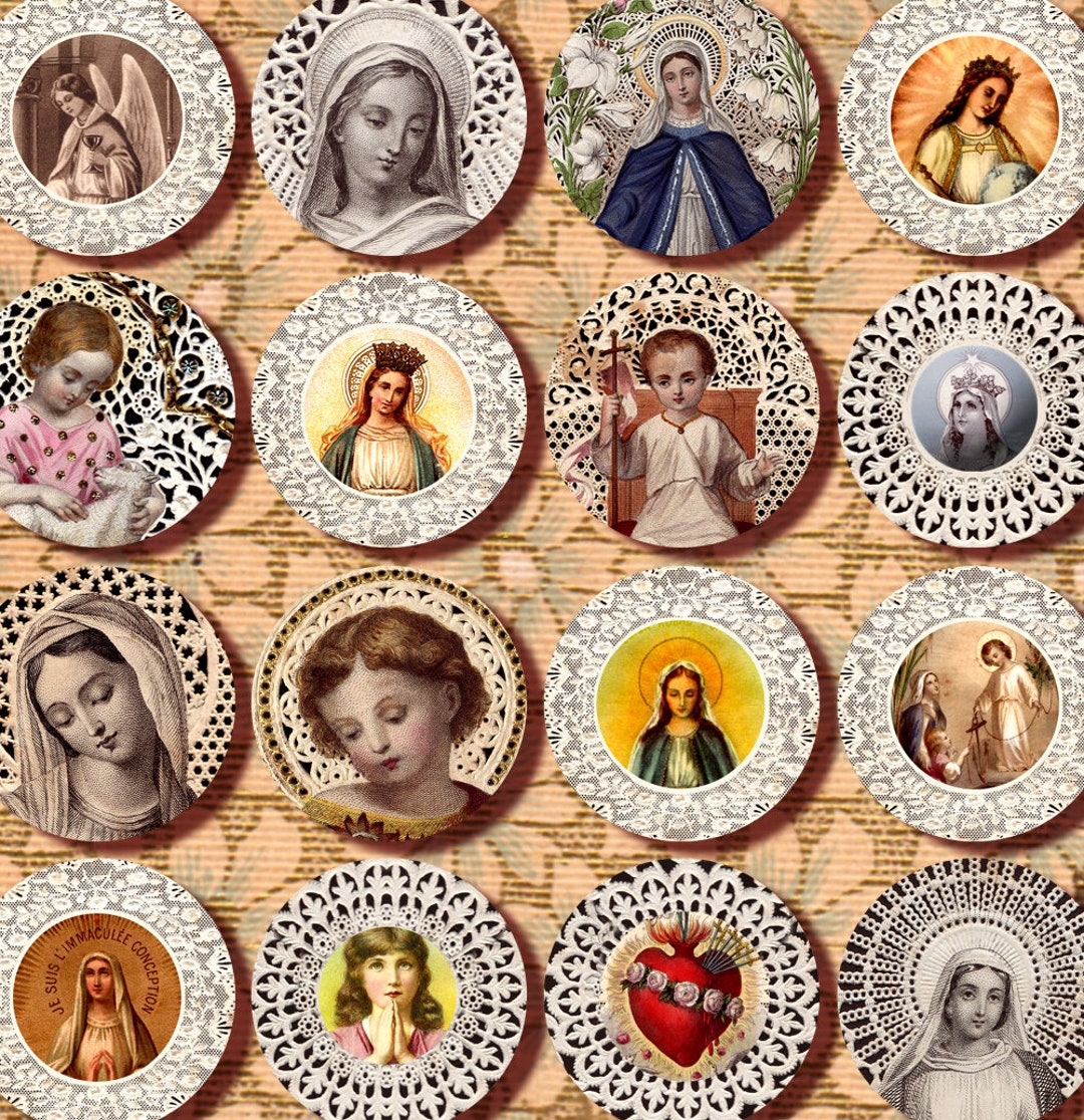 Christian Catholic Collage Sheet, Holy Saints, Jesus, Mary, Sacred ...