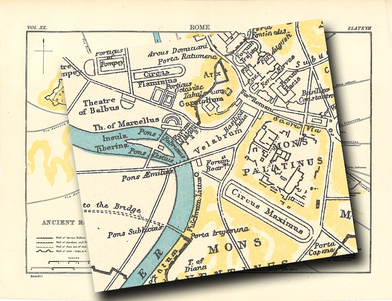 Printable Map of Rome, Home Decor, a Unique Gift, Arts and Crafts ...