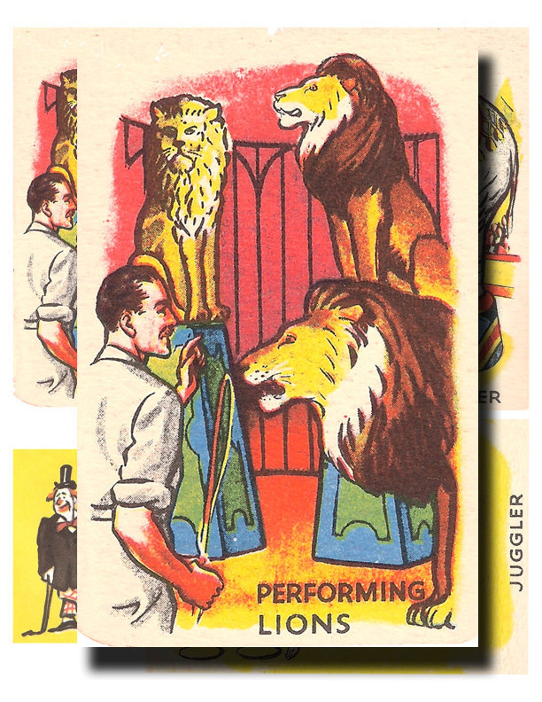 Vintage Circus Card Sampler, Printable Digital Download, for Arts and ...