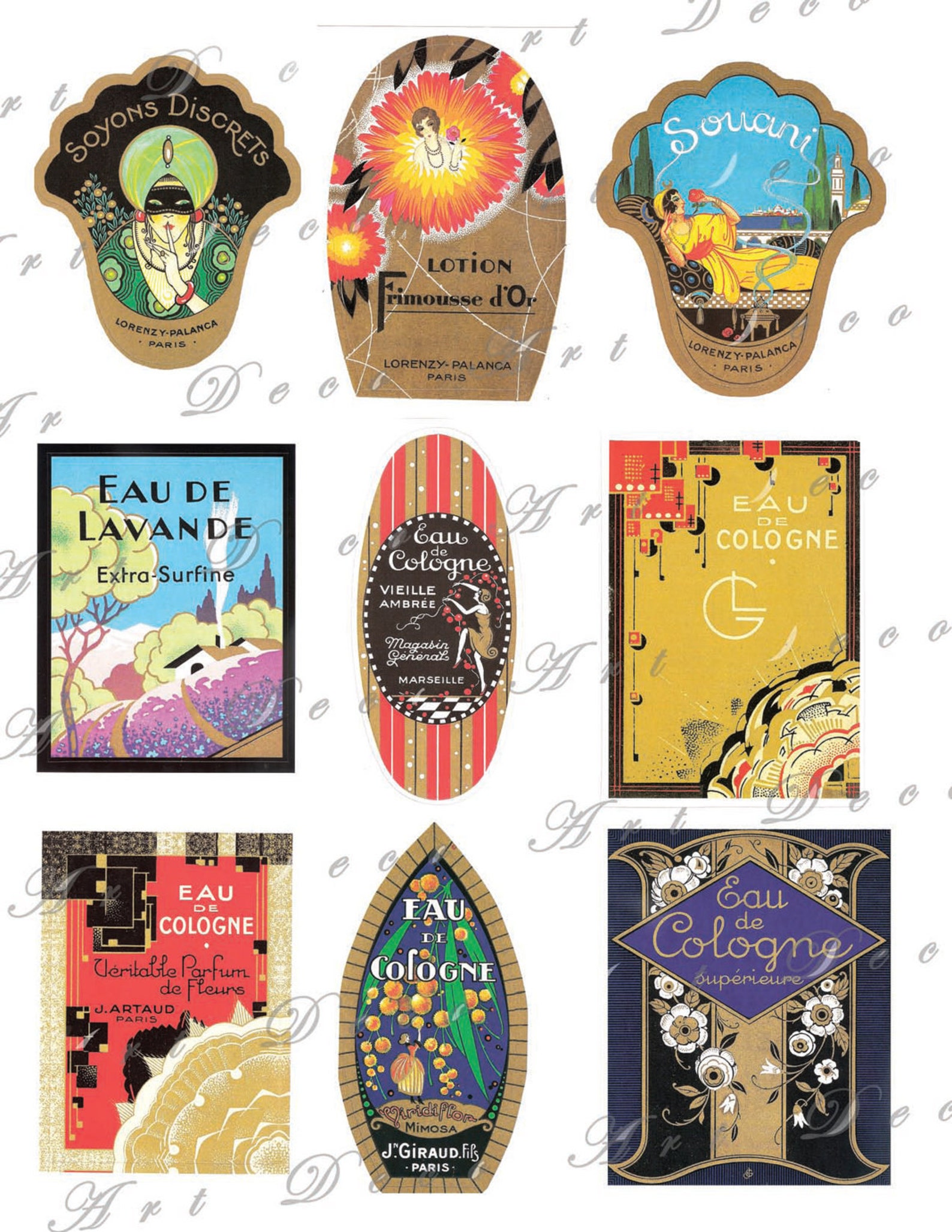 Art Deco French Labels for Arts and Crafts Journals - Etsy