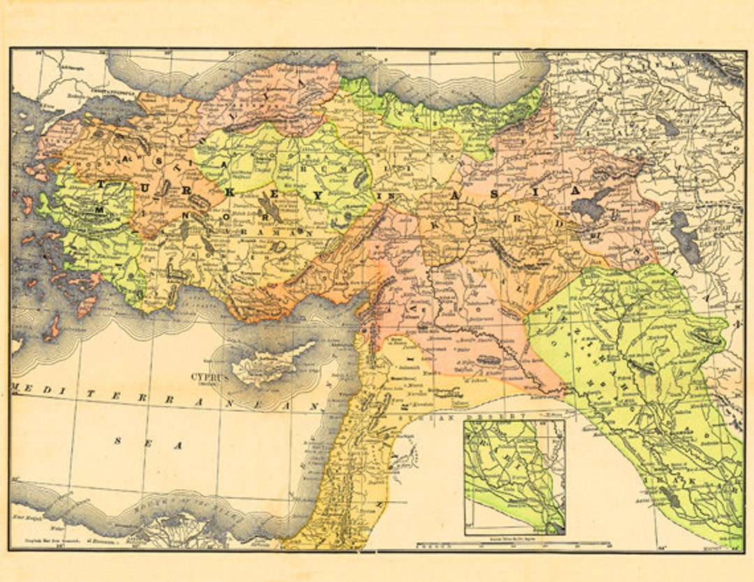Old Map of Turkey From 1904, a Vintage Printable Digital Map No. 778 - Etsy