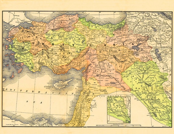 Antiguo mapa de Turquía desde 1904 un mapa digital imprimible | Etsy