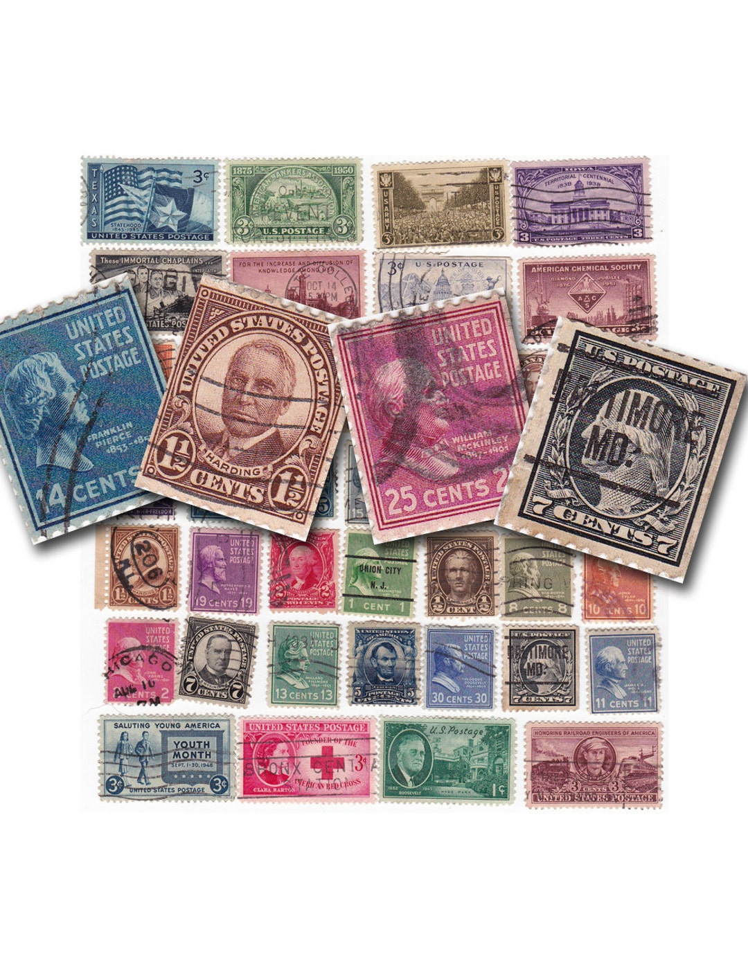 Vintage Printable Postage Stamps, Digital Download Collage Sheet No ...