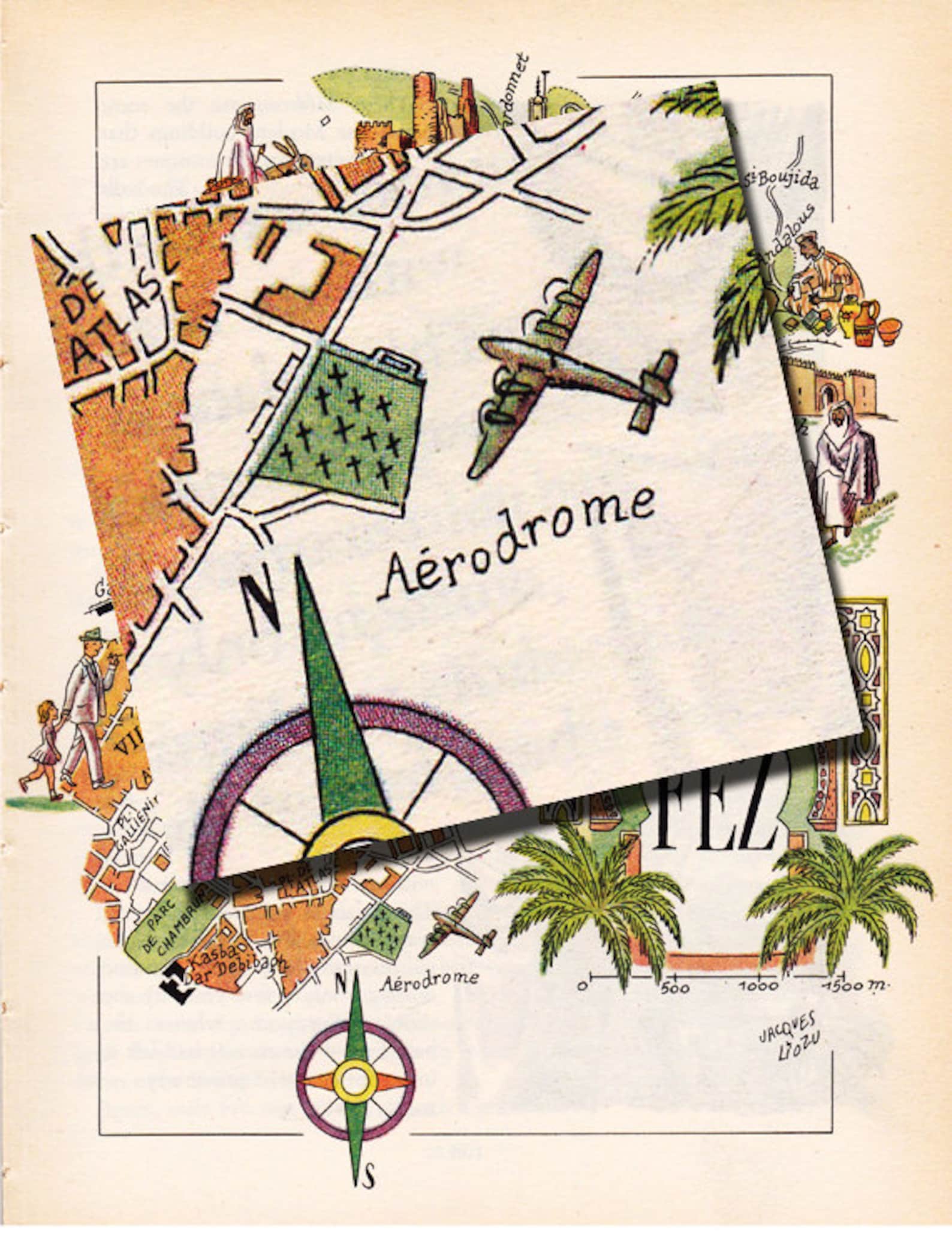 Old Map of Fes Fez Morocco From The1950's by French | Etsy