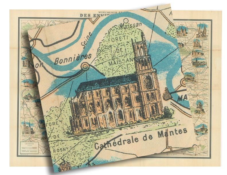 Printable Map of Paris Monuments From the Early 20th Century - Etsy
