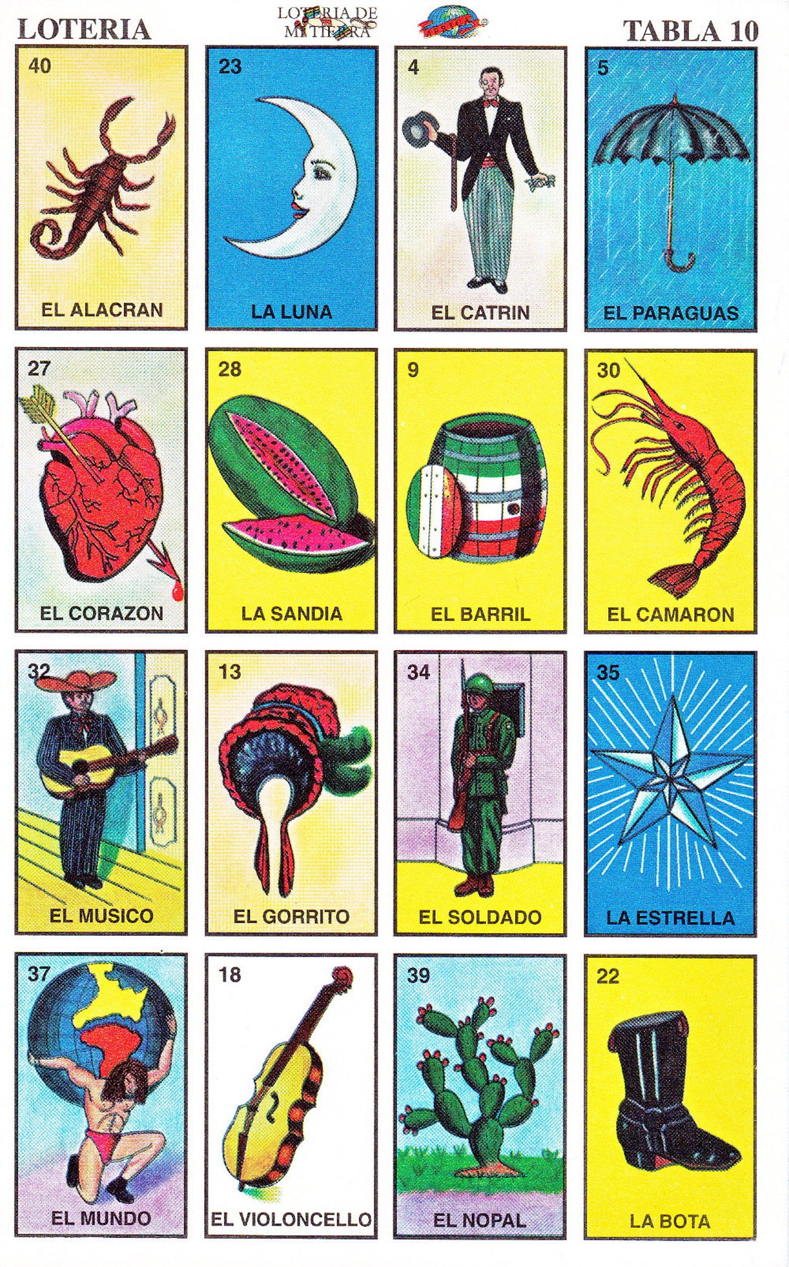 Tarjetas De Loter a Imprimibles El Conjunto Completo De 10 Etsy M xico