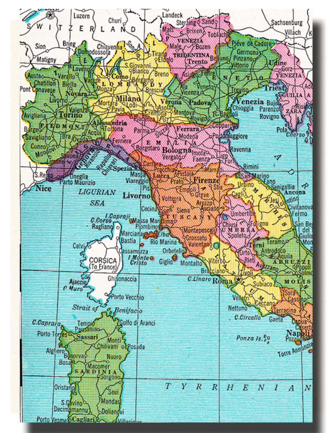 Vintage Italy Map Print, 1920s Italian Decor (digital Download) No. 512 ...