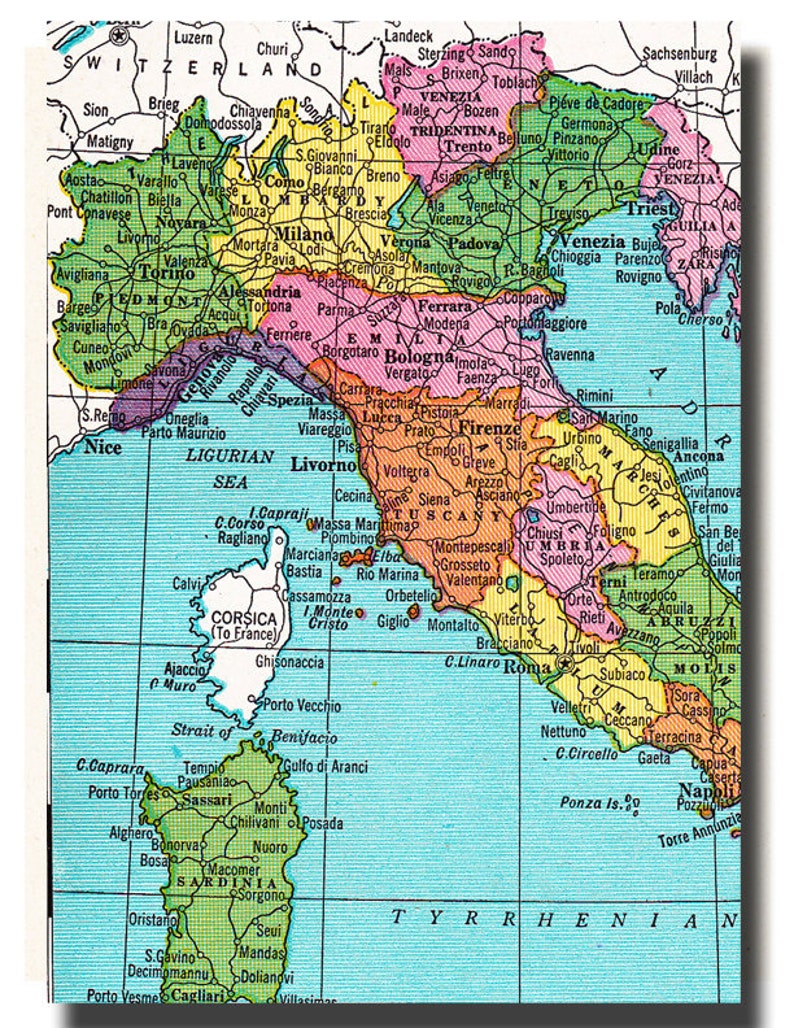 Printable Map of Italy From the 1920's Unique Gift or | Etsy