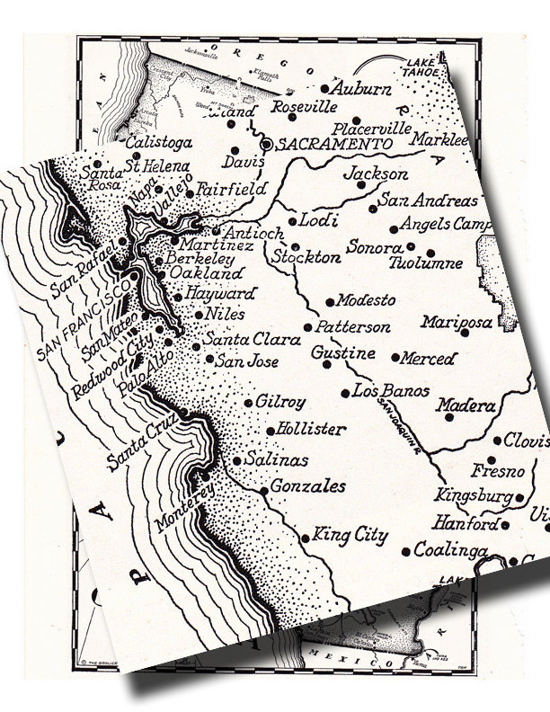 Map of California From the 1950's, a Vintage Printable Digital Download ...
