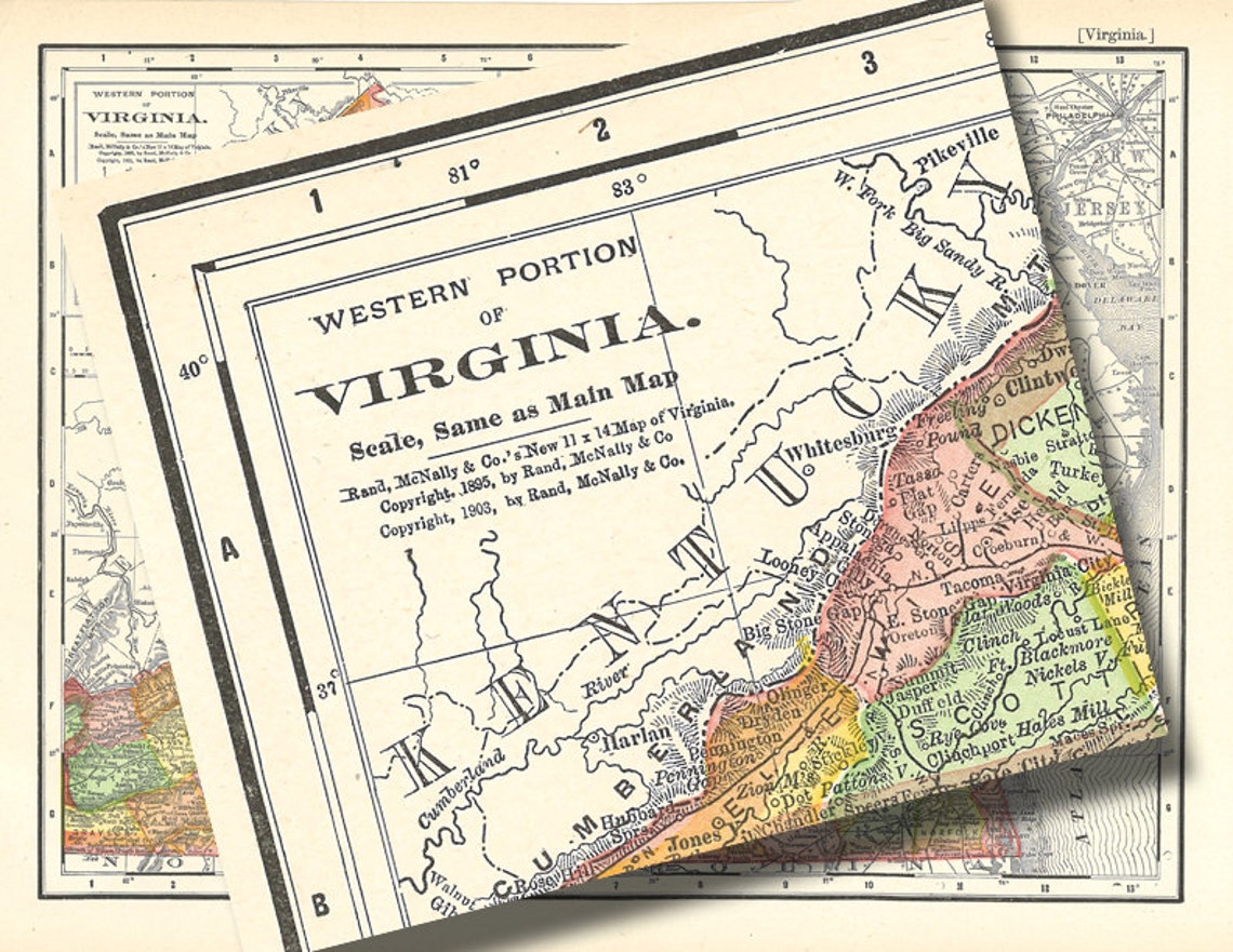 Antique map of Virginia unique gift or home decor a | Etsy