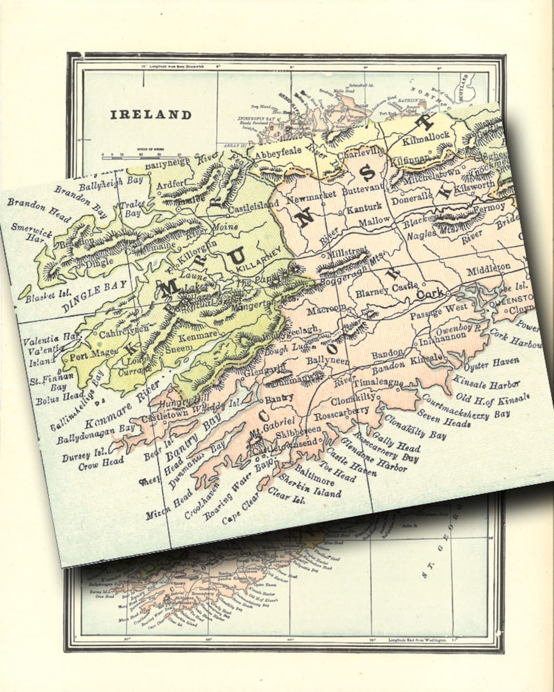 Printable Map of Ireland for Home Decor Arts and Crafts | Etsy