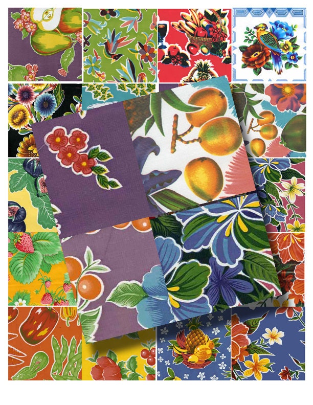 Oilcloth Patterns, a 2 X 2 Inch Sampler, Vintage Printable Digital ...