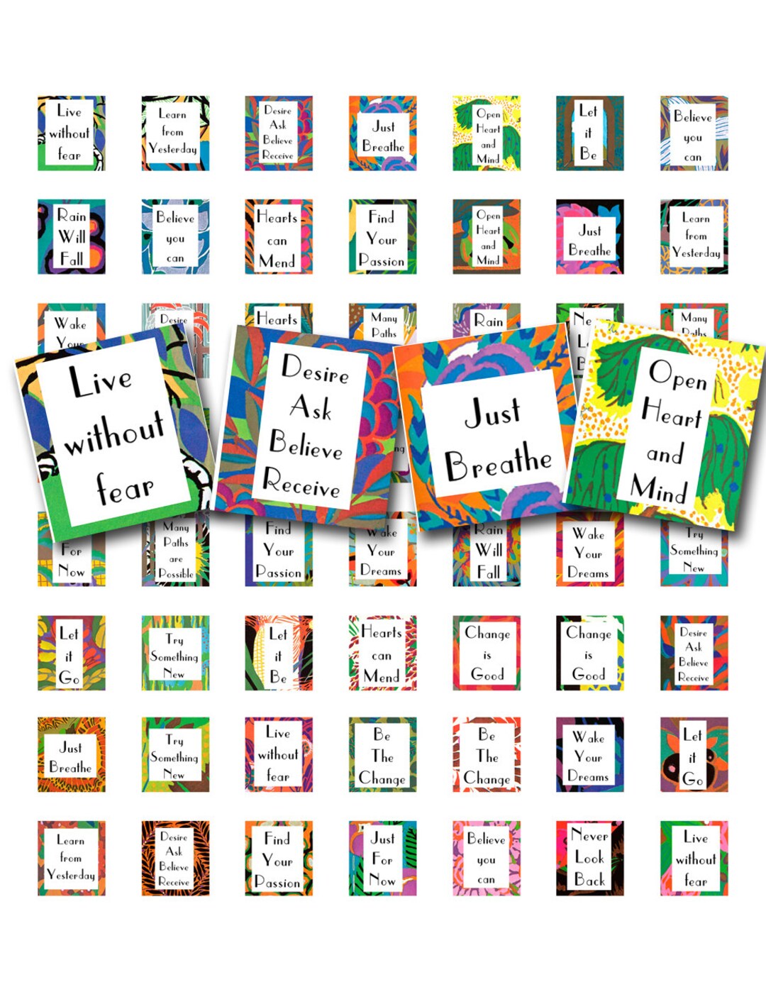 Hoja de collage de fichas de Scrabble con citas inspiradoras, 0,75 x 0 ...