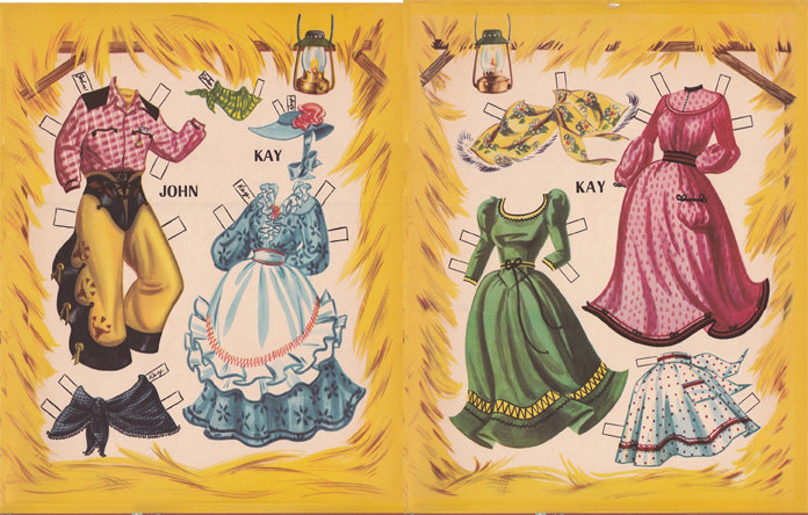 1950's American western paper dolls with twelve printable | Etsy
