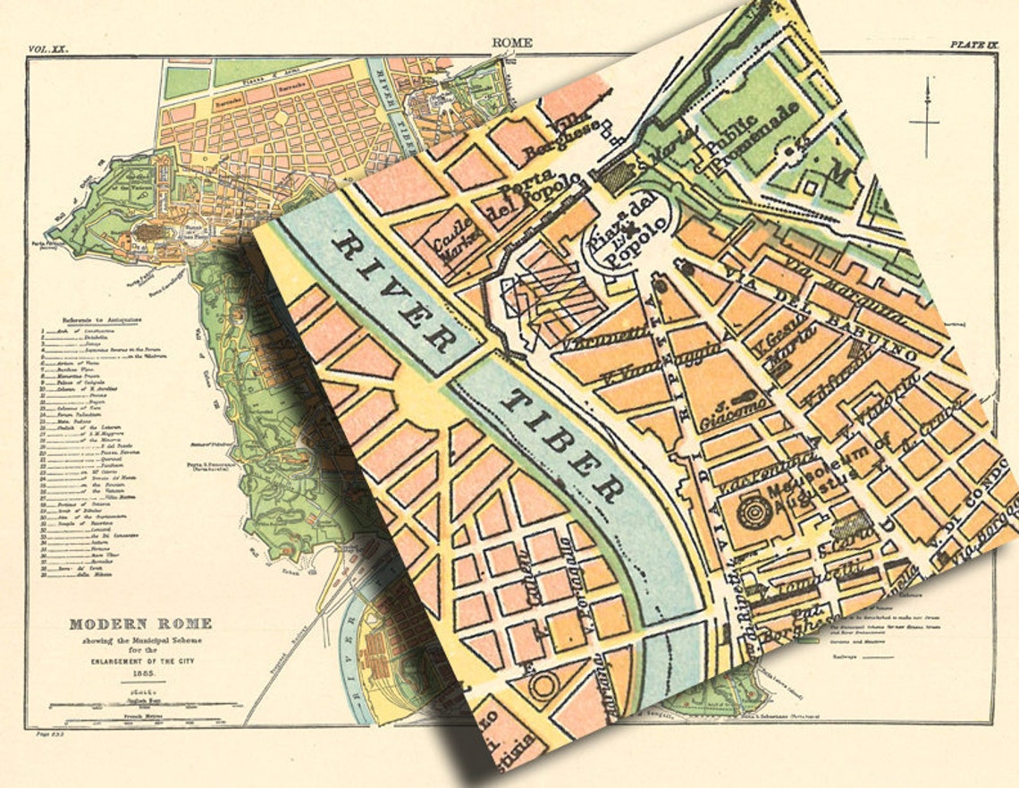 Printable Map of Rome Around 1885 Unique Gift and Home Decor - Etsy