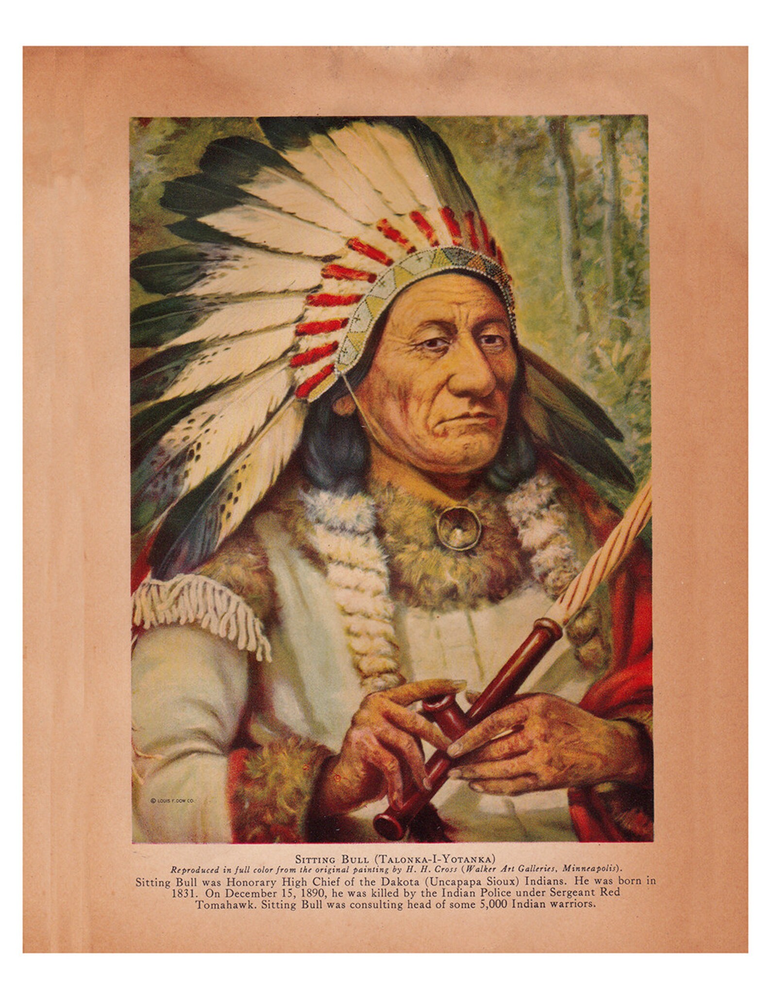 Native American Sitting Bull Print Chief of Dakota Sioux - Etsy
