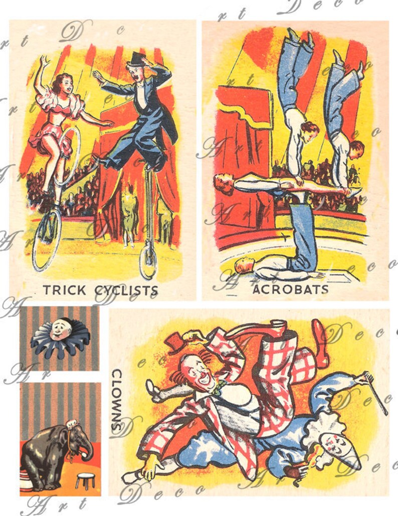 Printable Circus Cards Vintage Images From a 1940's Era - Etsy
